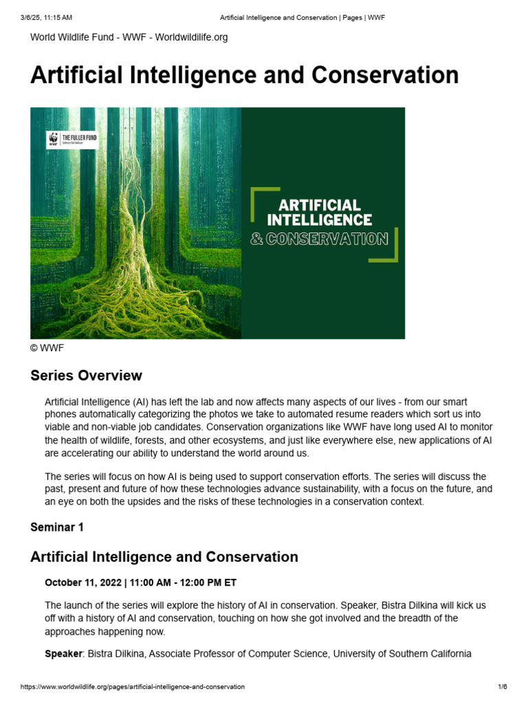 Artificial Intelligence And Conservation Pages Wwf Pdf