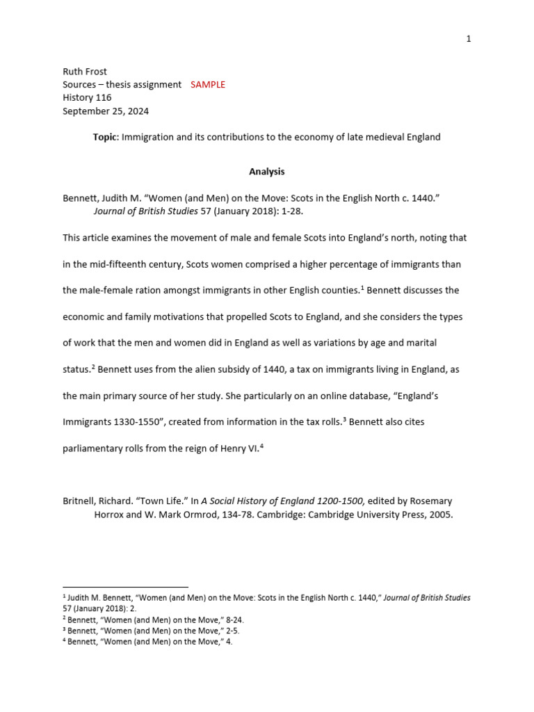 Sources - thesis sample assignment | PDF | Immigration