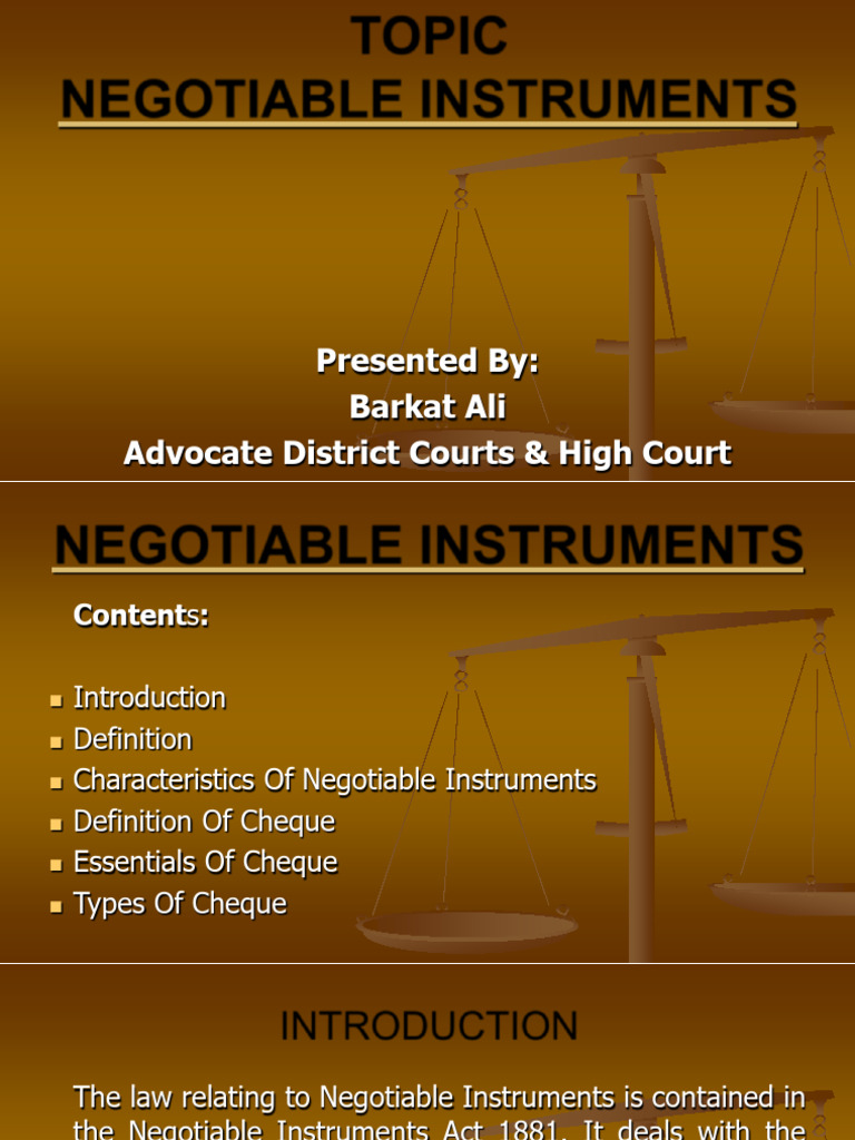 Barkatali 3271 21526 3 Slide 9 Negotiable Instruments | PDF | Negotiable Instrument | Cheque