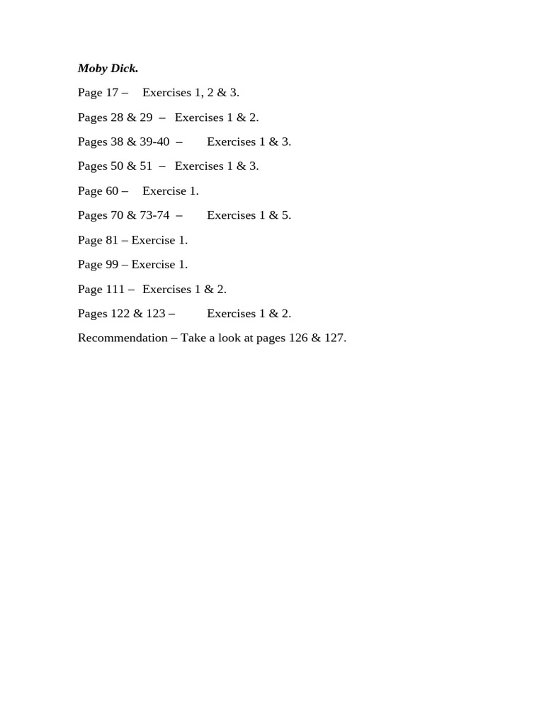 Moby Dick Exercises | PDF