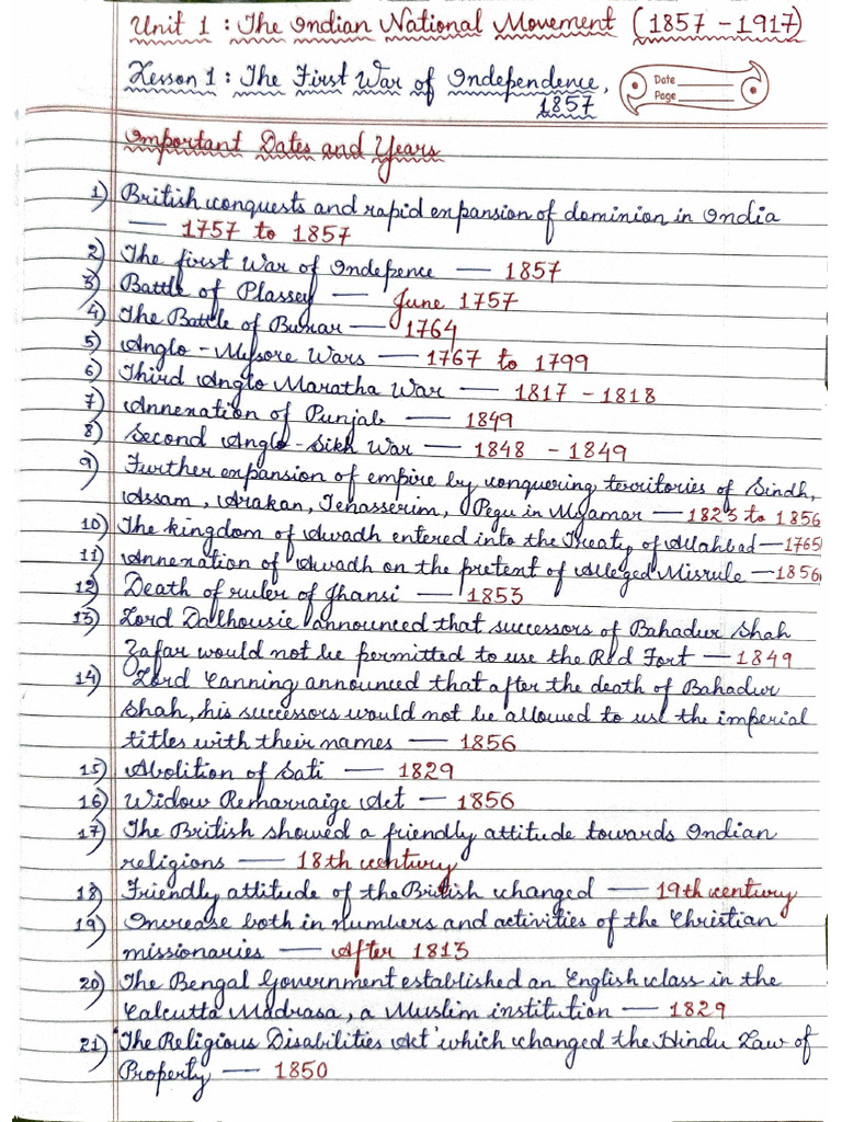 Lesson 1 History Important Dates & Years | PDF