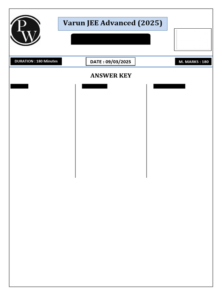 JEE Advanced 2025 Test Answer Key | PDF | Crystal Structure | Physical ...