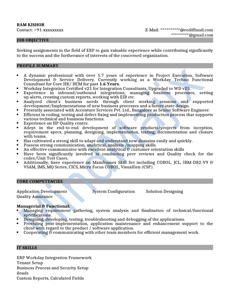 Workday Sample Resume 1 | PDF | Ibm Db2 | Databases