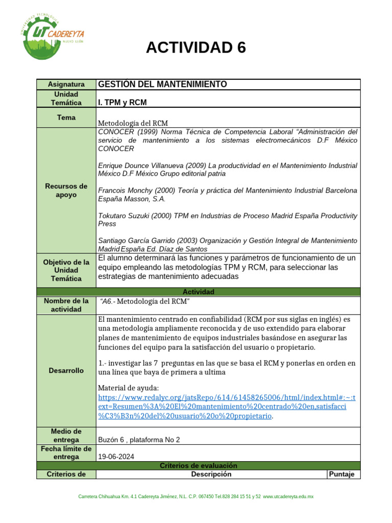 A6 - GestiÃ N Del Mantenimiento - 060313 | PDF