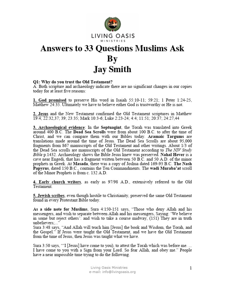 33 Questions Muslims Ask | PDF | Ishmael | Isaac
