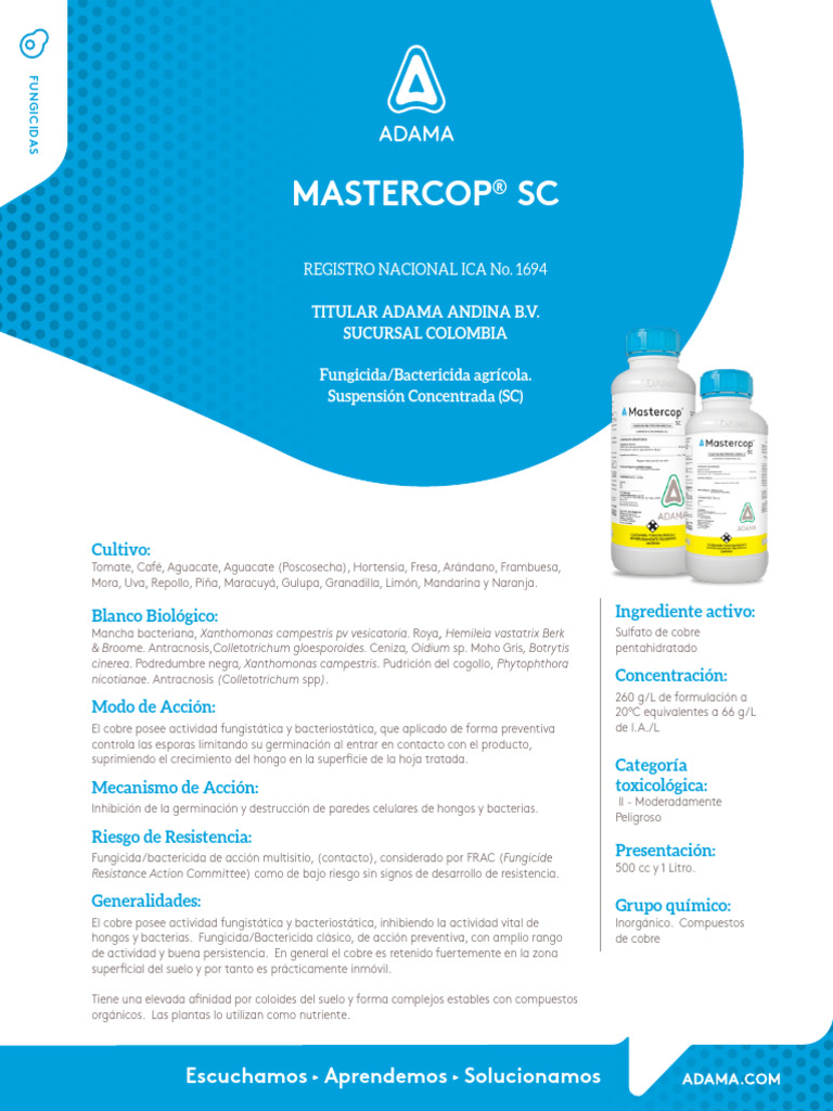 Ficha Tecnica Mastercop | PDF | Agua