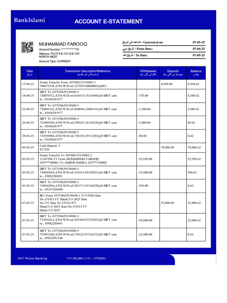 BankIslami_statement_07_May_2025 | PDF | Automated Teller Machine ...