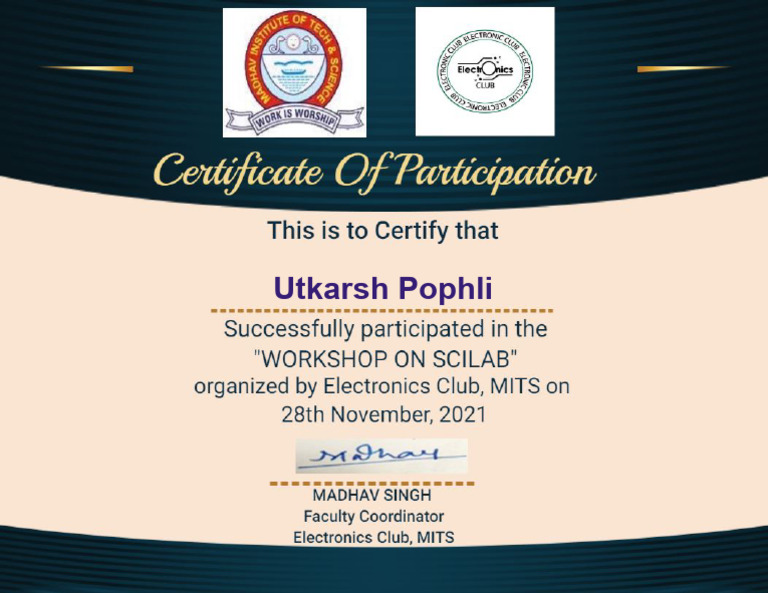 Utkarsh Pophli Certificate Pdf