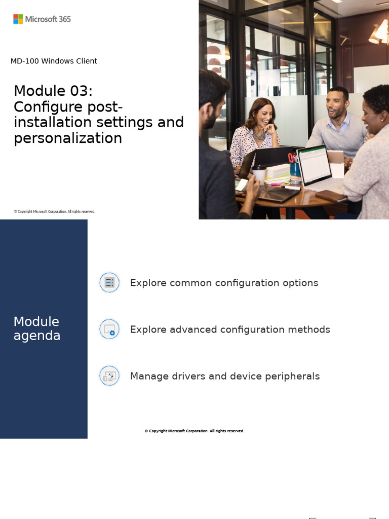 MD 100T00 ENU PowerPoint - M03 | PDF | Group Policy | Microsoft Windows