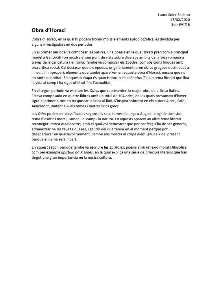 Horaci Obra | PDF