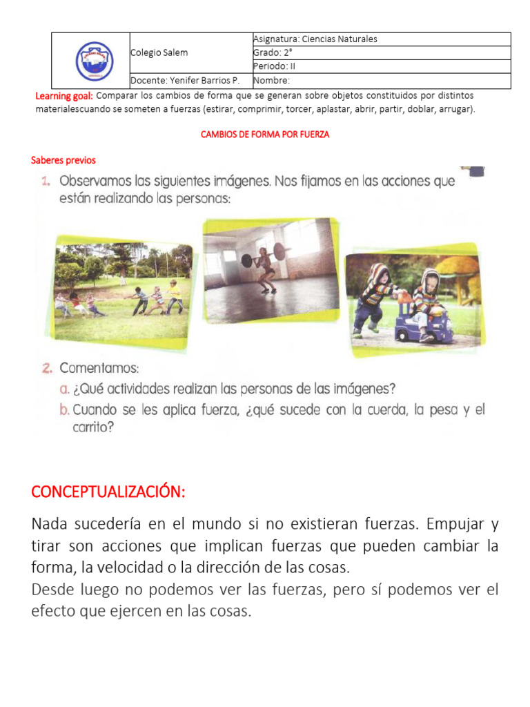 Cambios de Forma por Fuerza en Objetos | PDF
