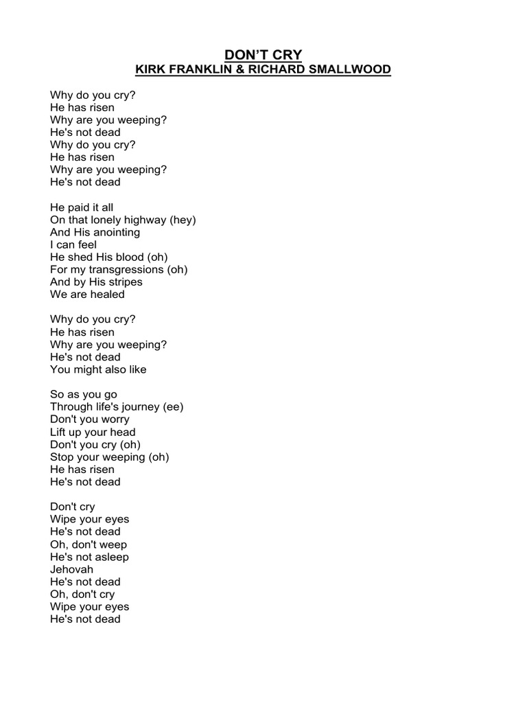Don T Cry Lyrics Pdf