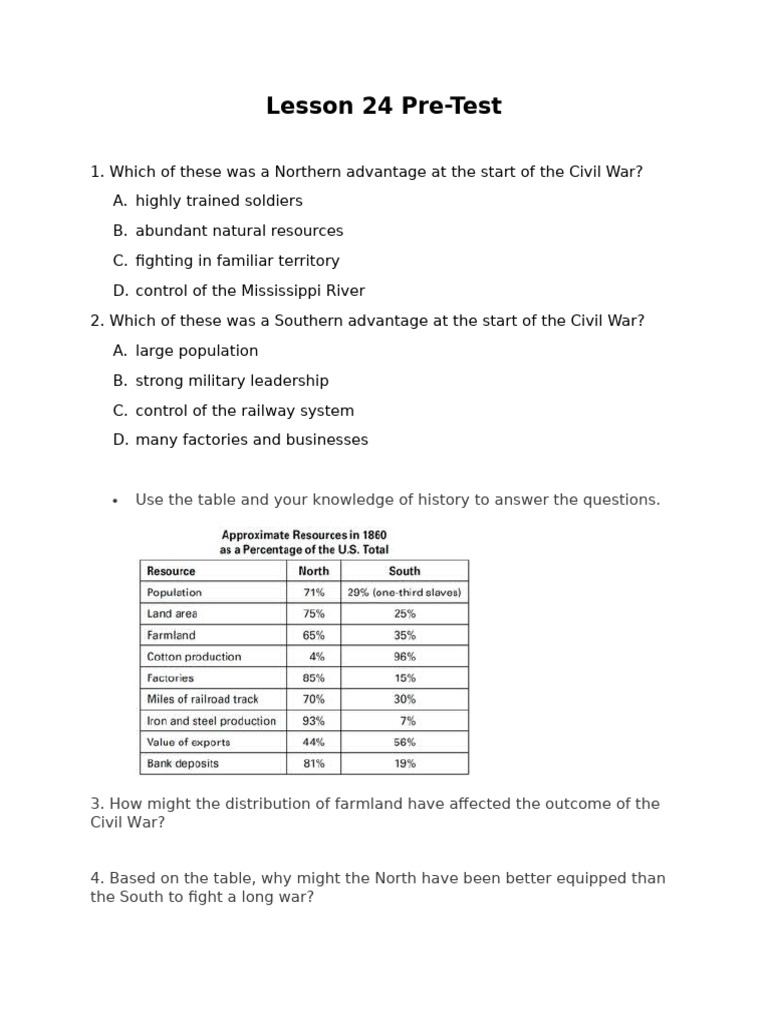 Lesson 24 Pre Test | PDF
