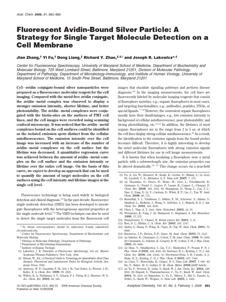 Avidin-Silver Nanoparticles for Cell Imaging | PDF | Fluorophore ...