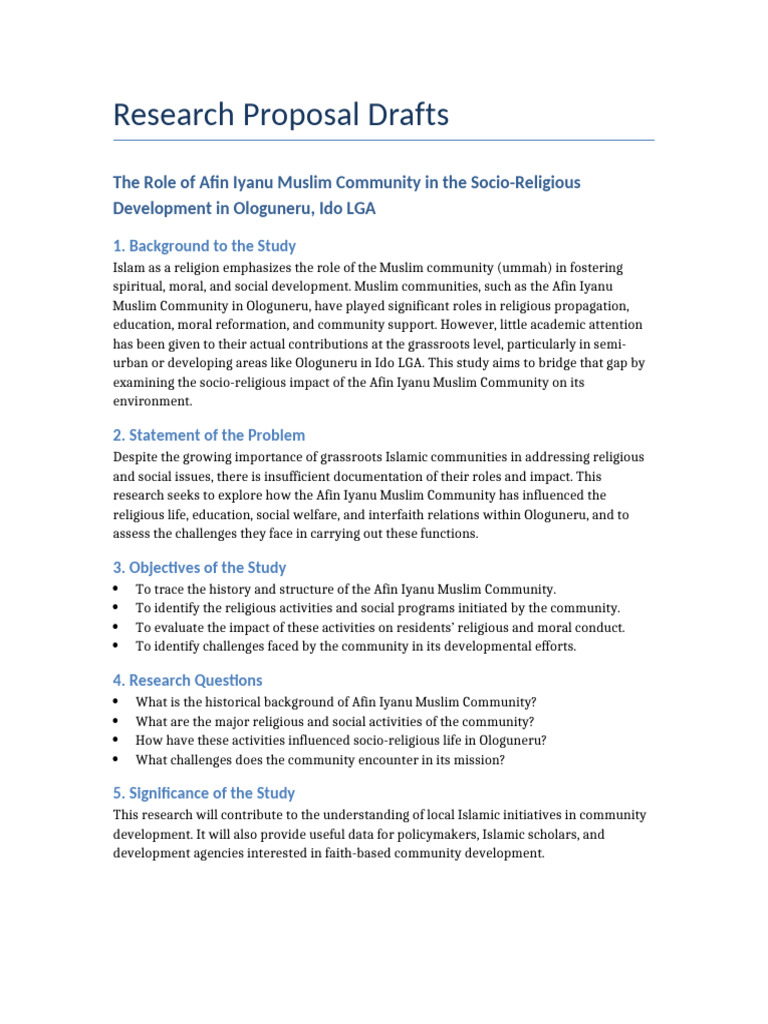 Research Proposal Drafts | PDF | Marriage | Sharia