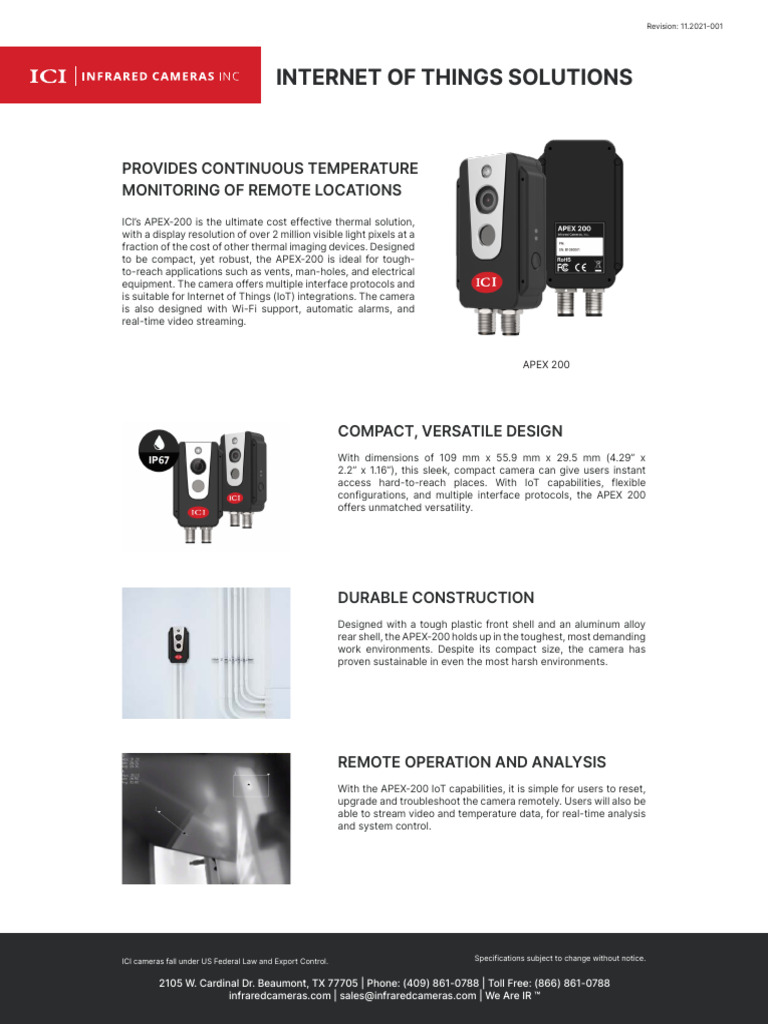 APEX 200 Data Specifications | PDF | Internet Of Things | Infrared