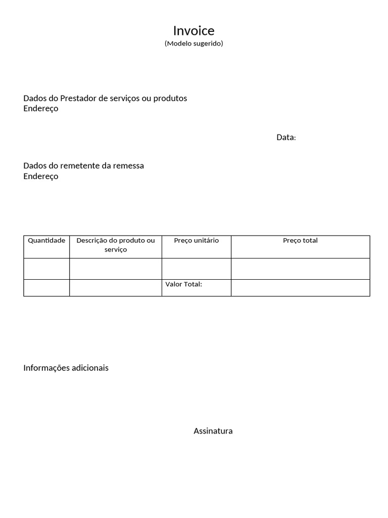 Invoice Modelo Sugerido | PDF
