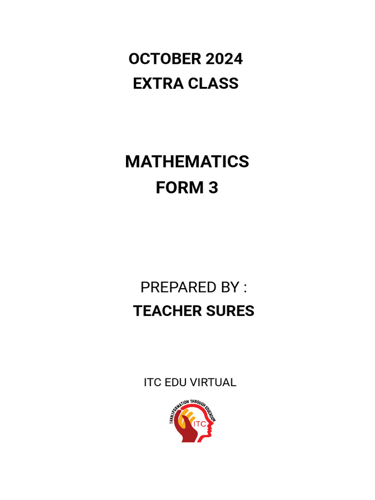 Oct'24 Extra Class Maths Form 3 | PDF