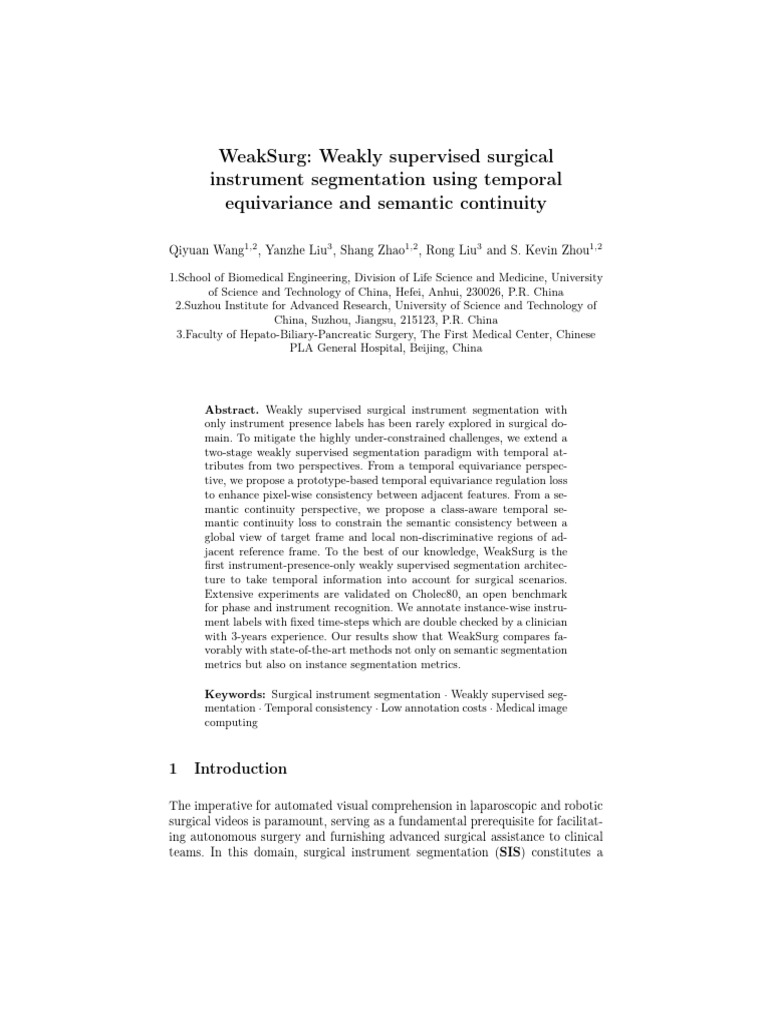 WeakSurg_ Weakly supervised surgical | PDF | Image Segmentation | Artificial Intelligence