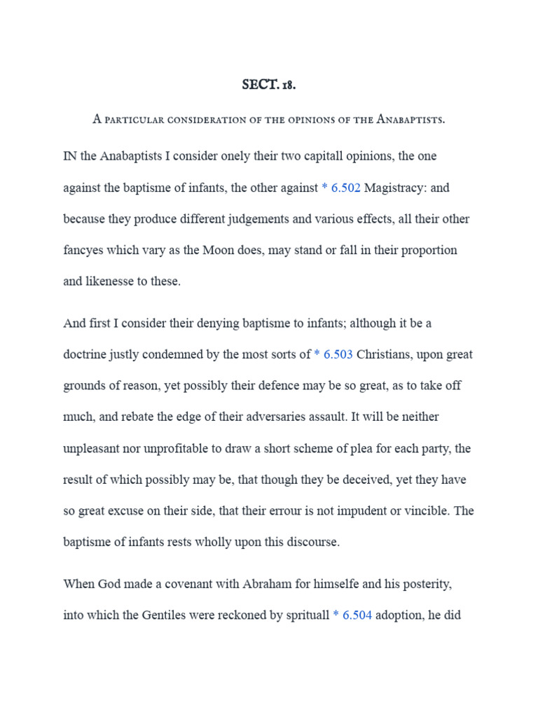 Jeremy Taylor's Presentation of The Anabaptists | PDF | Baptism ...