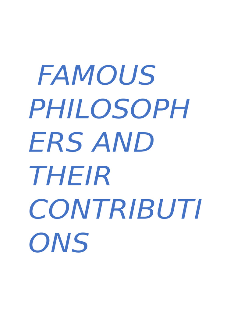 Famous Philosophers and Their Contributions | PDF | Confucius ...