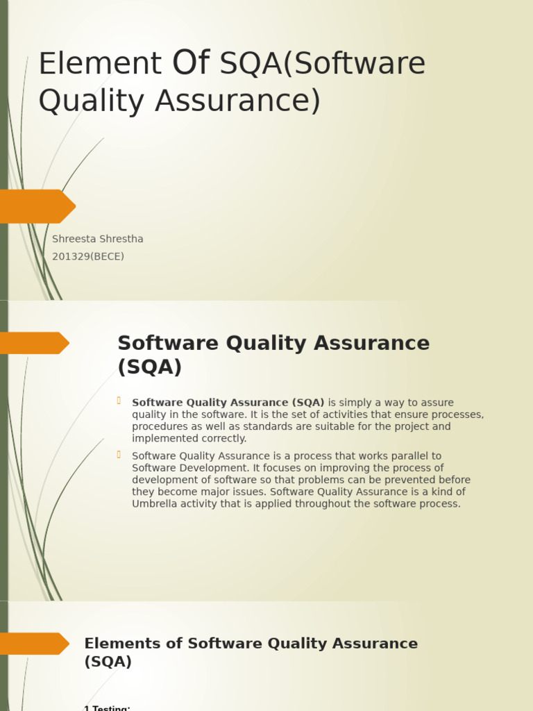 Element of SQA(Software Quality Assurance) | PDF | Software Quality | Software