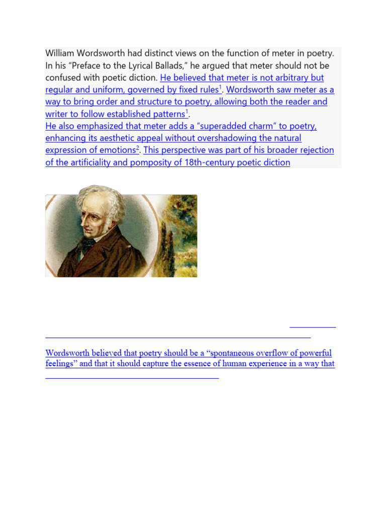 William Wordsworth Had Distinct Views On The Function of Meter in ...