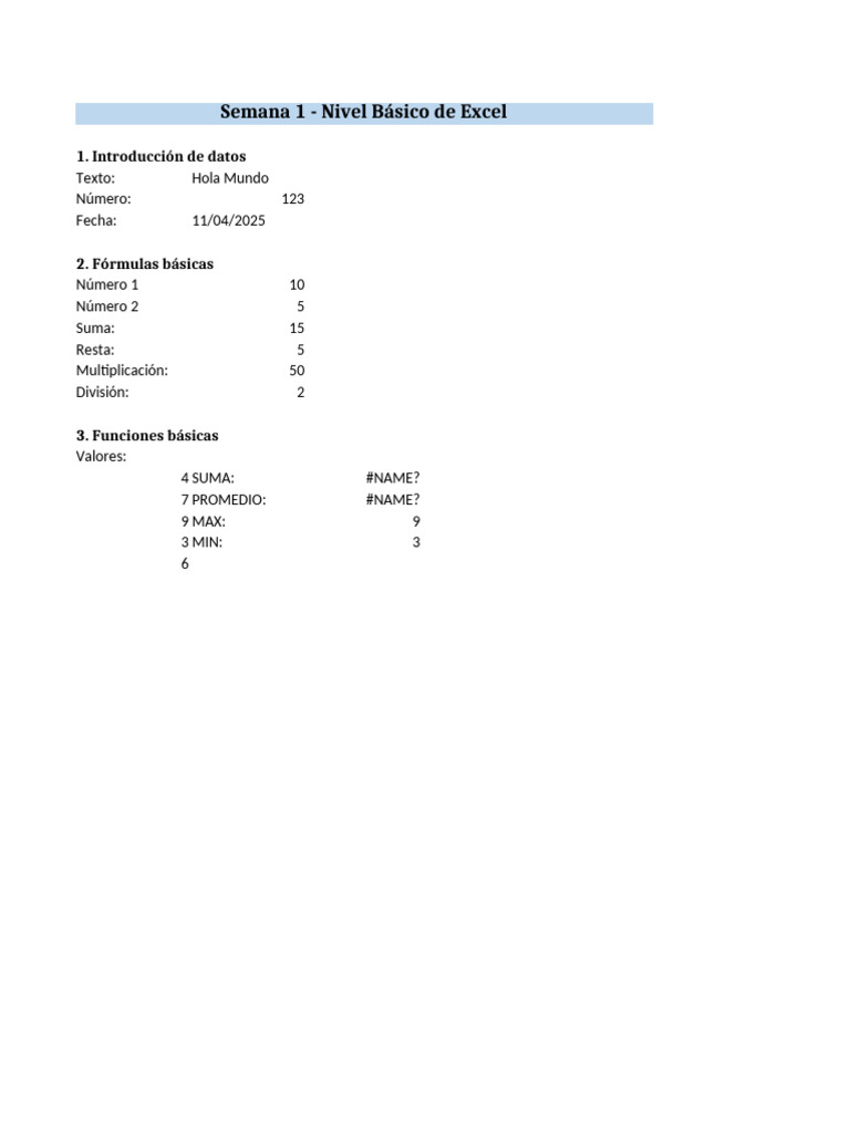 Excel Semana 1 Basico | PDF