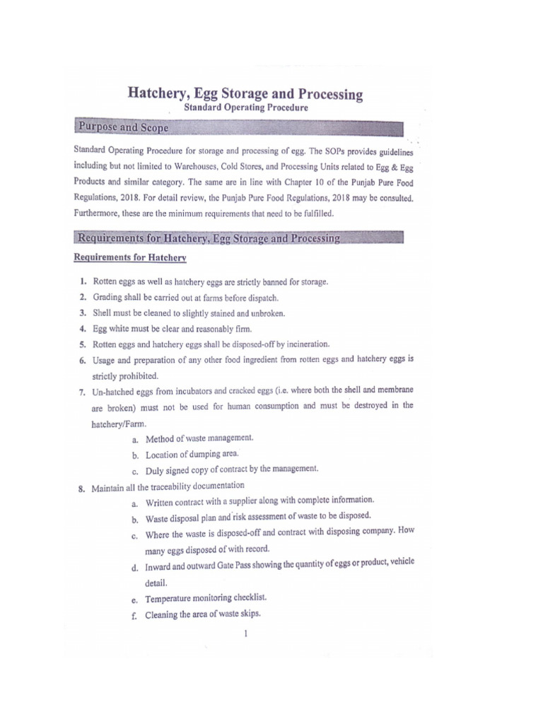 Hatchery Egg Storage and Processing | PDF