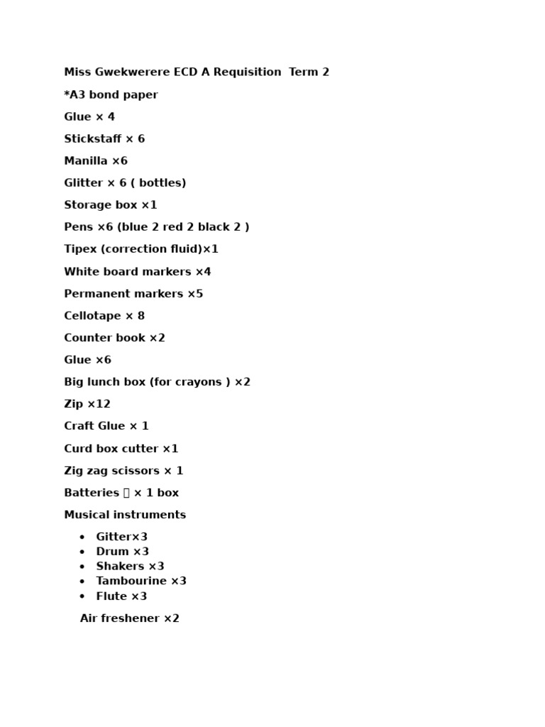 ECD A Requisition Term 2 2025 | PDF