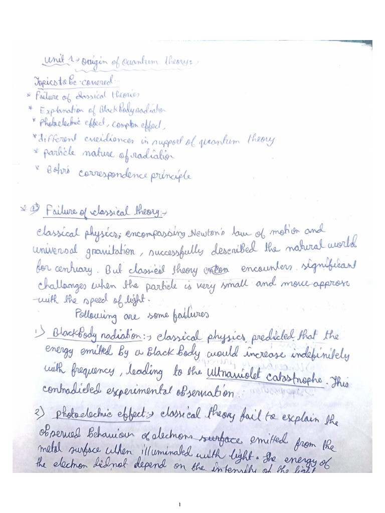 BSC 4th Semester Quantum Mechanicslesson1 | PDF