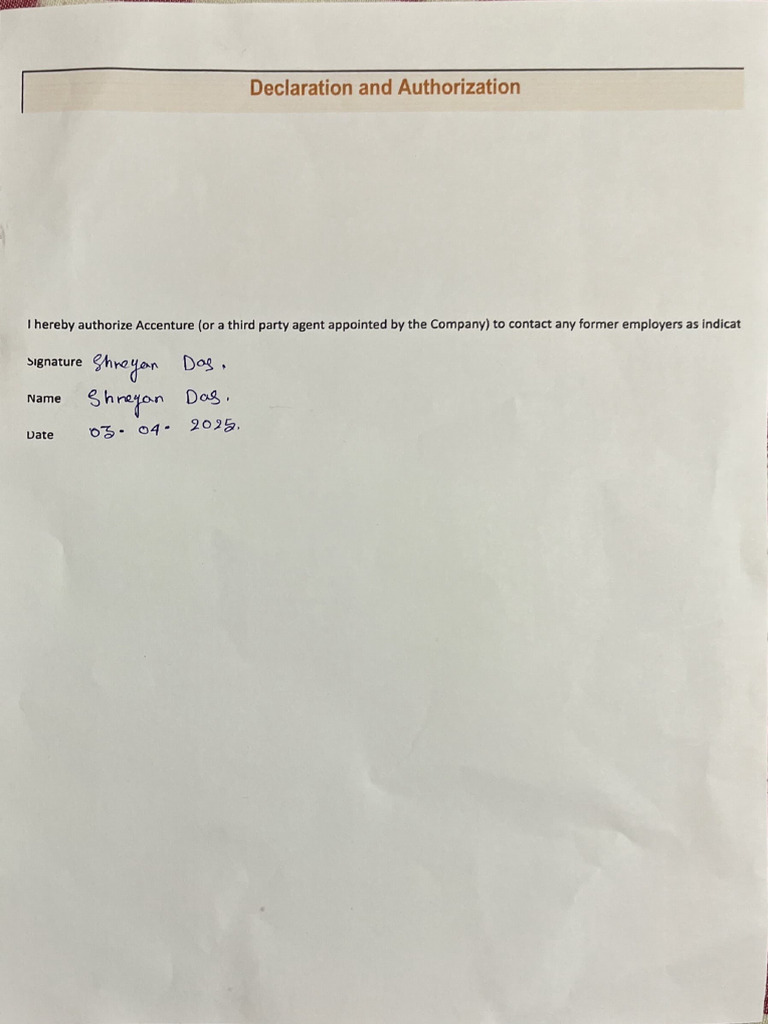 Declaration & Authorization | PDF