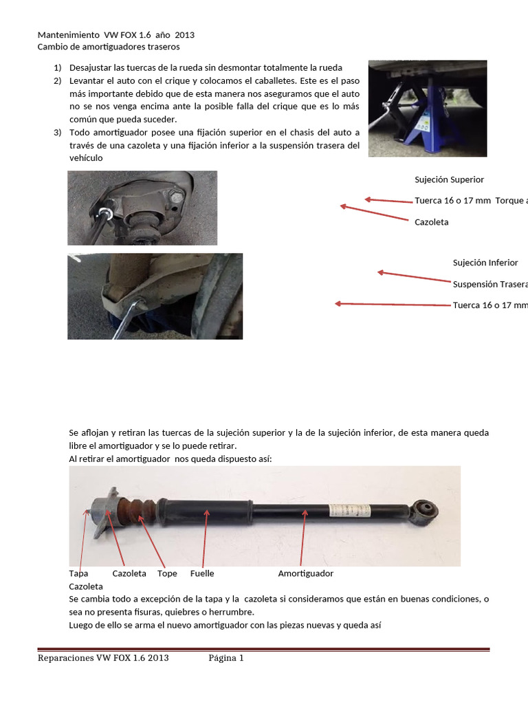 Mantenimiento FOX 1.6 | PDF | Tornillo | Eje