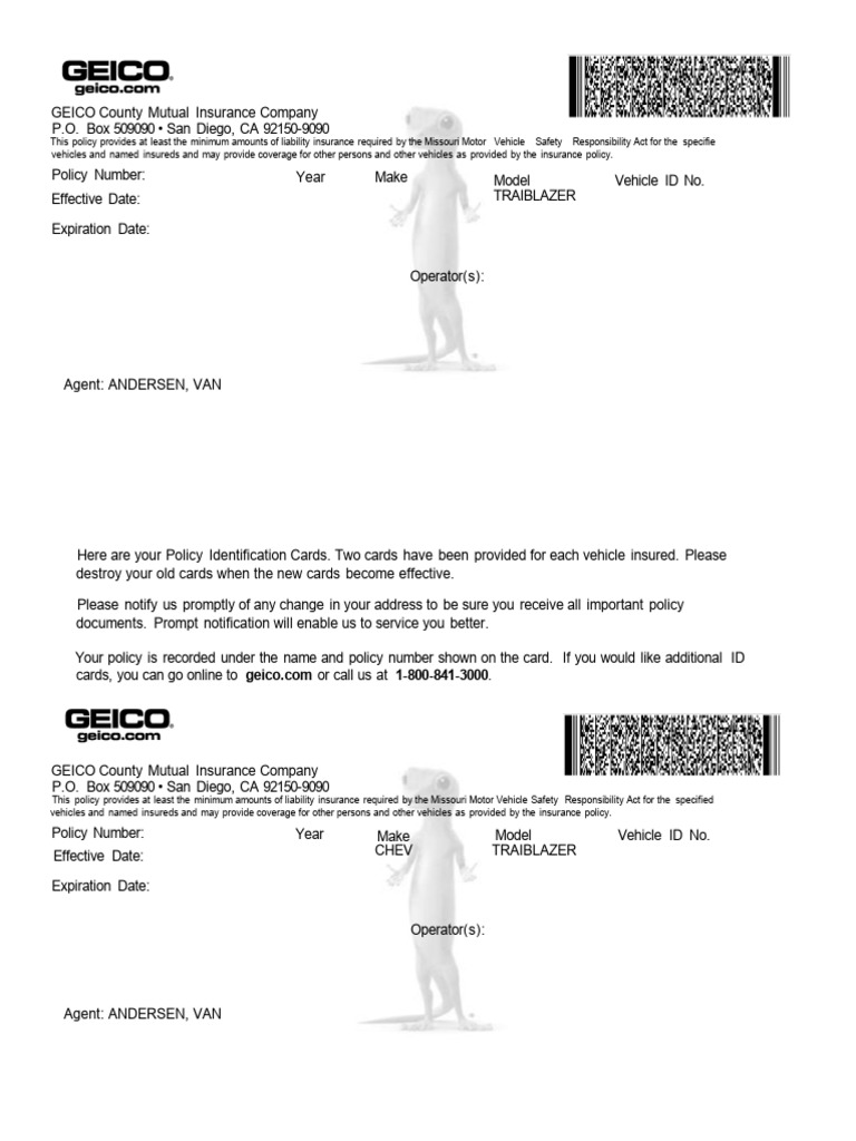 Copiarliability Geico Insurance 7892 24-80-91 | PDF | Insurance | Vehicles