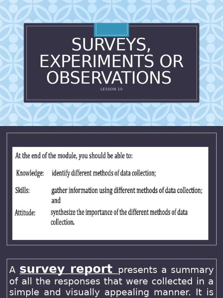 Grade 12 - EAPP Lesson 8,10,11 | PDF | Survey Methodology | Experiment