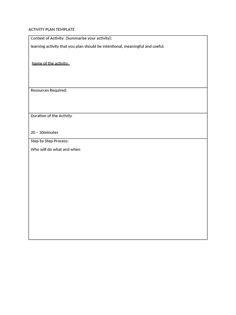 Level 3 Activity Plan Template (2) (16) | PDF