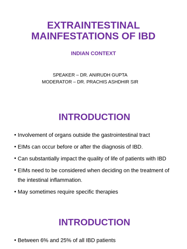 Extraintestinal Manifestations of IBD | PDF | Inflammatory Bowel ...