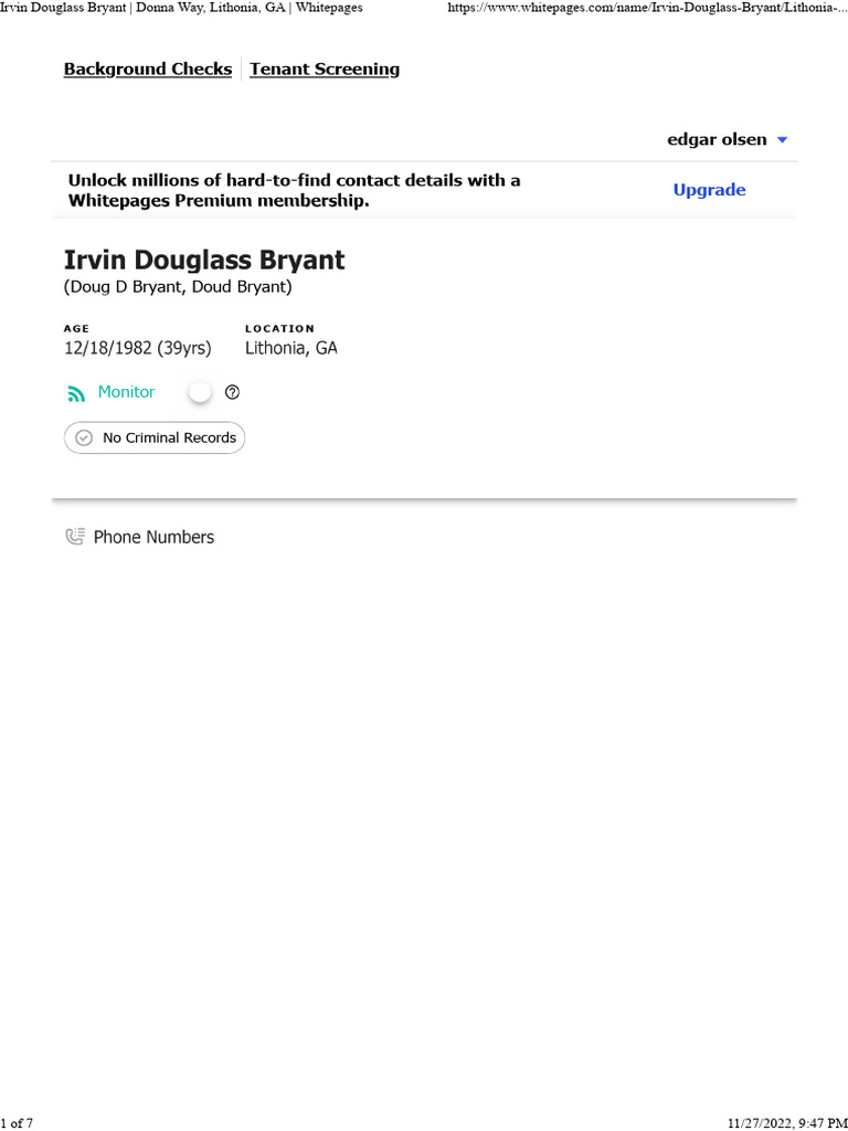 Irvin Douglass Bryant - Donna Way, Lithonia, GA - Whitepages | PDF ...