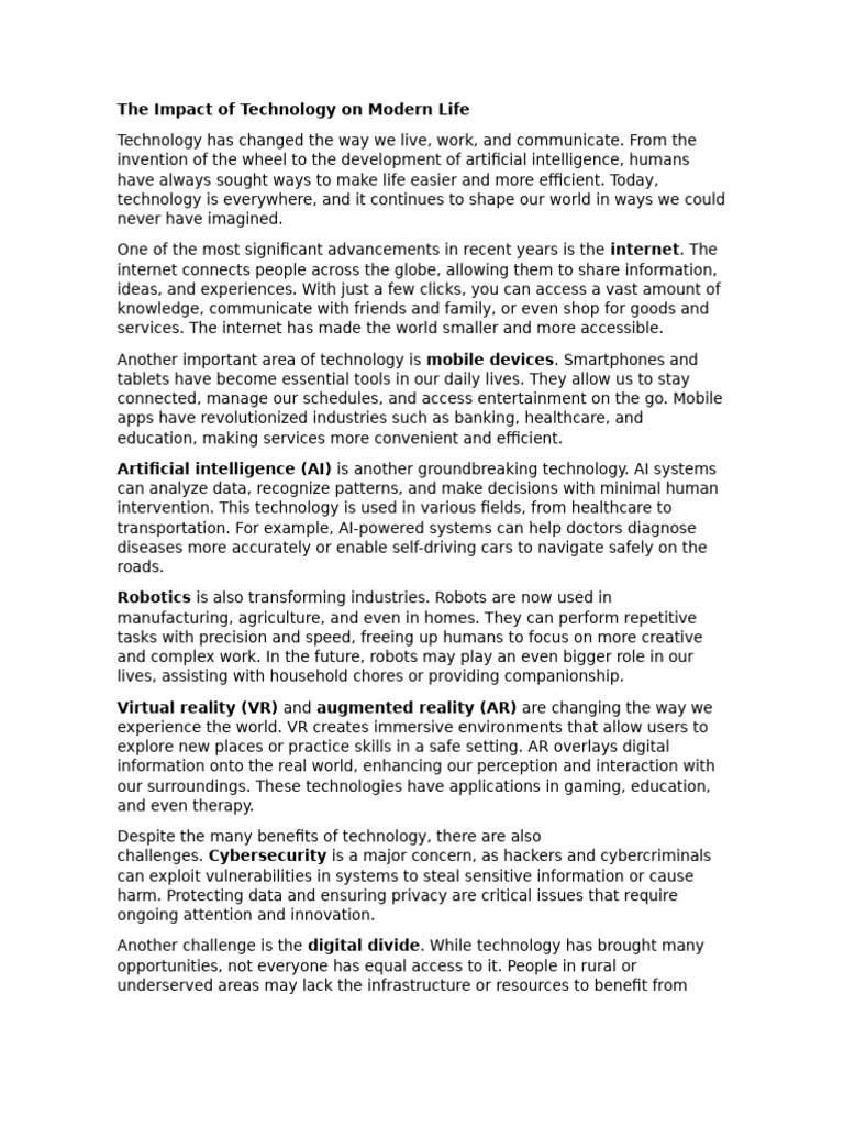 The Impact of Technology On Modern Life | PDF | Artificial Intelligence ...