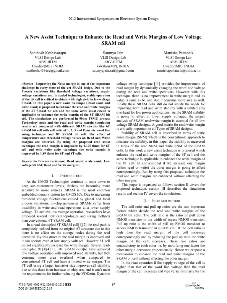 Enhance Read/Write Margins in SRAM | PDF | Mosfet | Electrical Engineering
