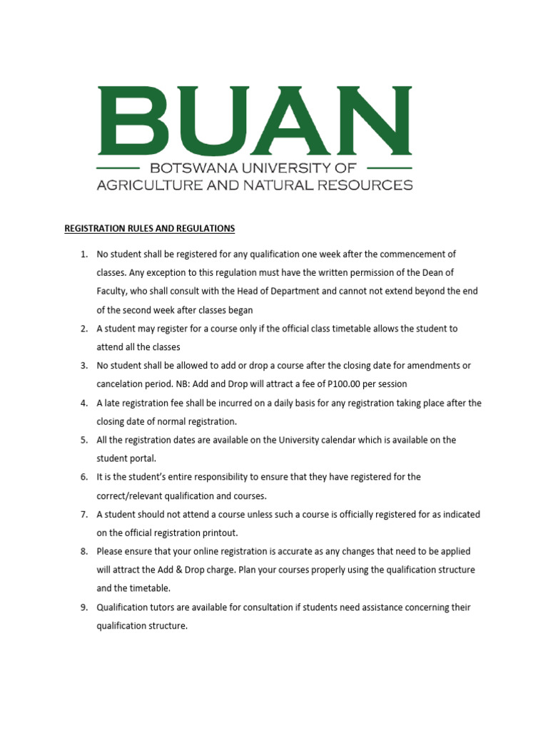 Registration Rules and Regulations | PDF | Fee