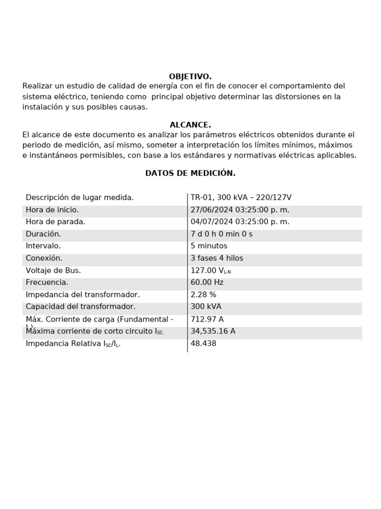 Reporte Calidad de Energia 3 | PDF | Corriente eléctrica | voltaje