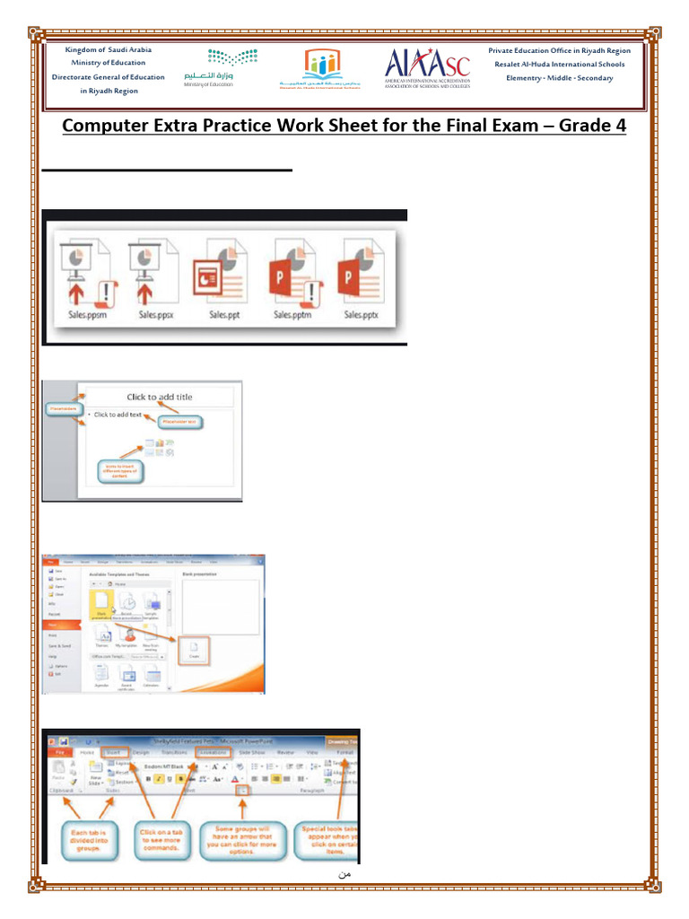 Computer Extra Practice Work Sheet For Grade 4 Final Exam (Without Answers) - Second Semester ...