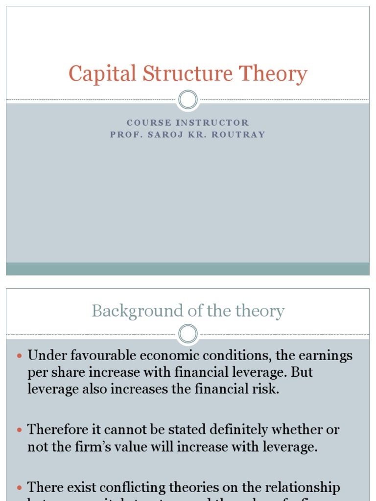 Capital Structure Theory Explained | PDF | Capital Structure | Cost Of ...
