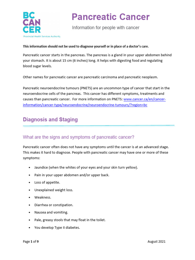 Pancreatic Cancer Information | PDF | Pancreas | Pancreatic Cancer