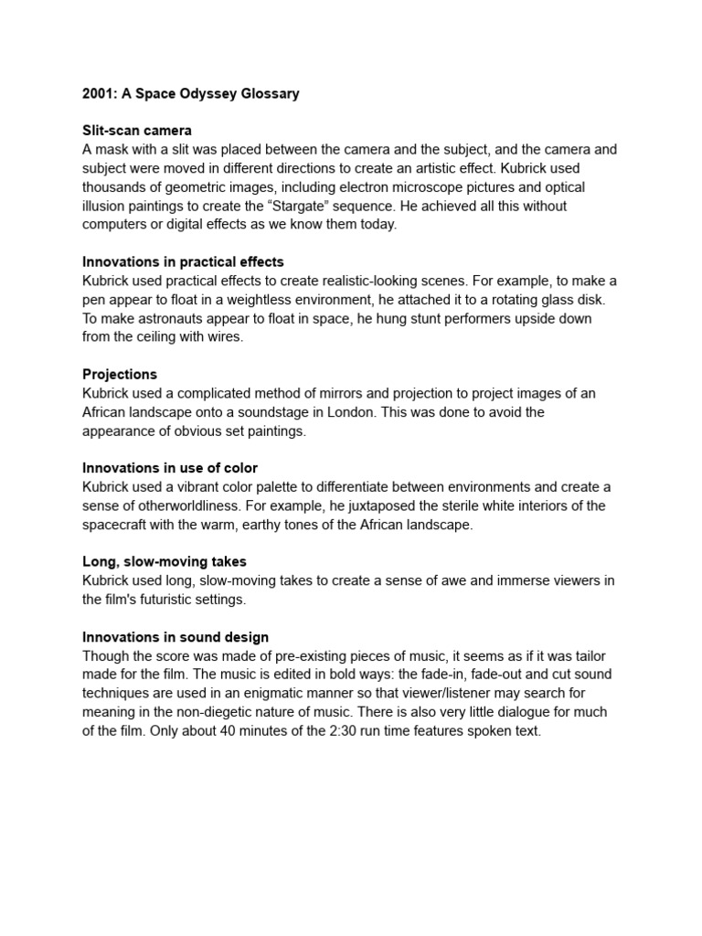 Kubrick Glossary | PDF