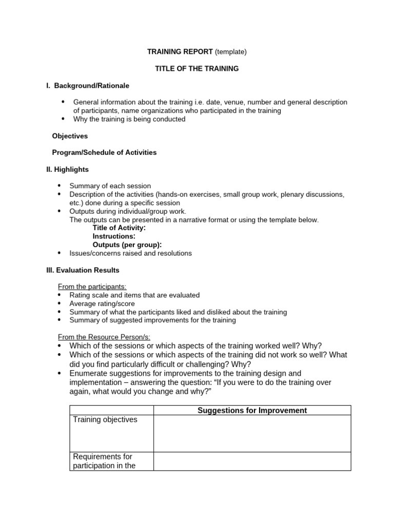 Training Report Template | PDF