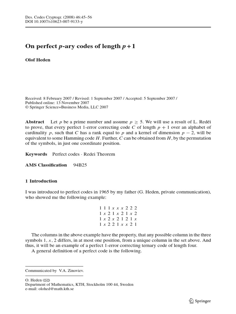 Heden 2007 | PDF | Linear Subspace | Linear Map