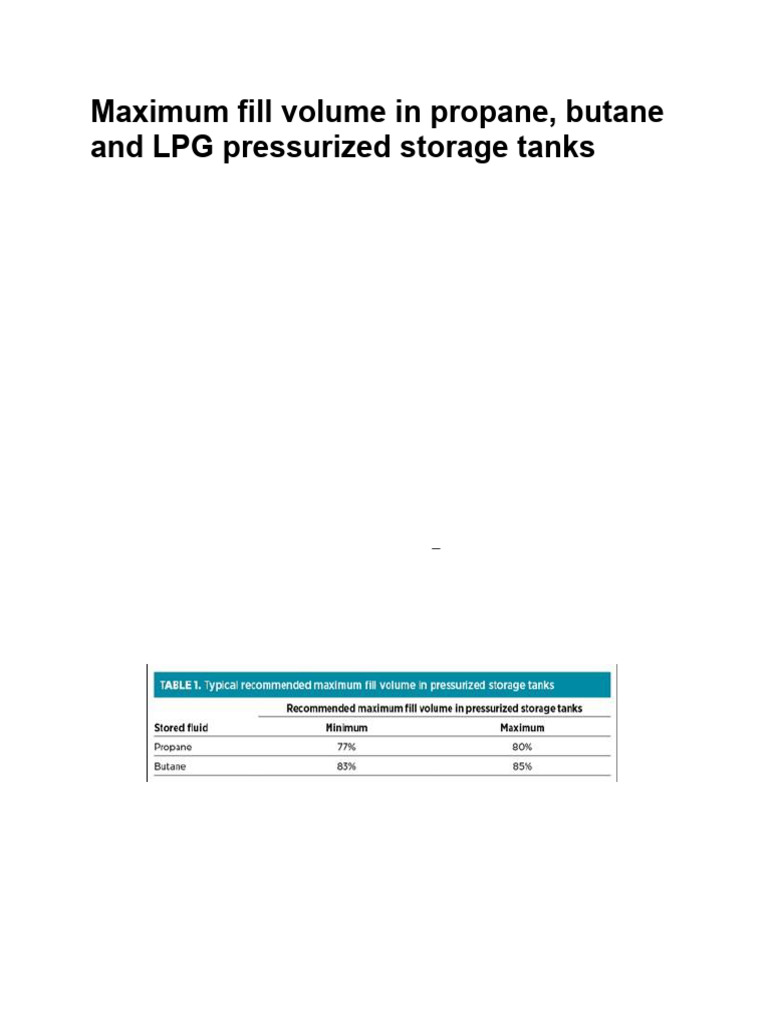 Max Fill Volume for Propane & LPG Tanks | PDF | Liquefied Petroleum Gas ...