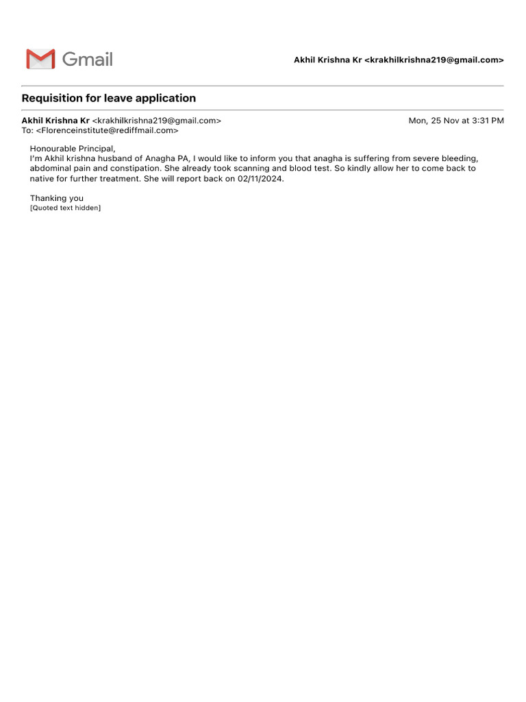 Requisition for Leave Application | PDF